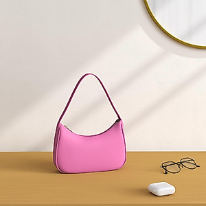 CYHTWSDJ Shoulder Bags for Women, Cute Hobo Tote Handbag Mini Clutch Purse with Zipper Closure (Pink)