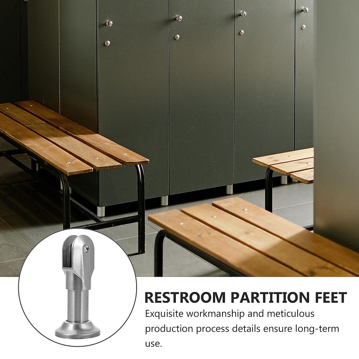 TEHAUX 4pcs Public Restroom Partition Fittings, Stainless Steel Toilet Partition Support Feet Bathroom Support Feet Toilet Partition Hardware for Bathroom Public Restroom