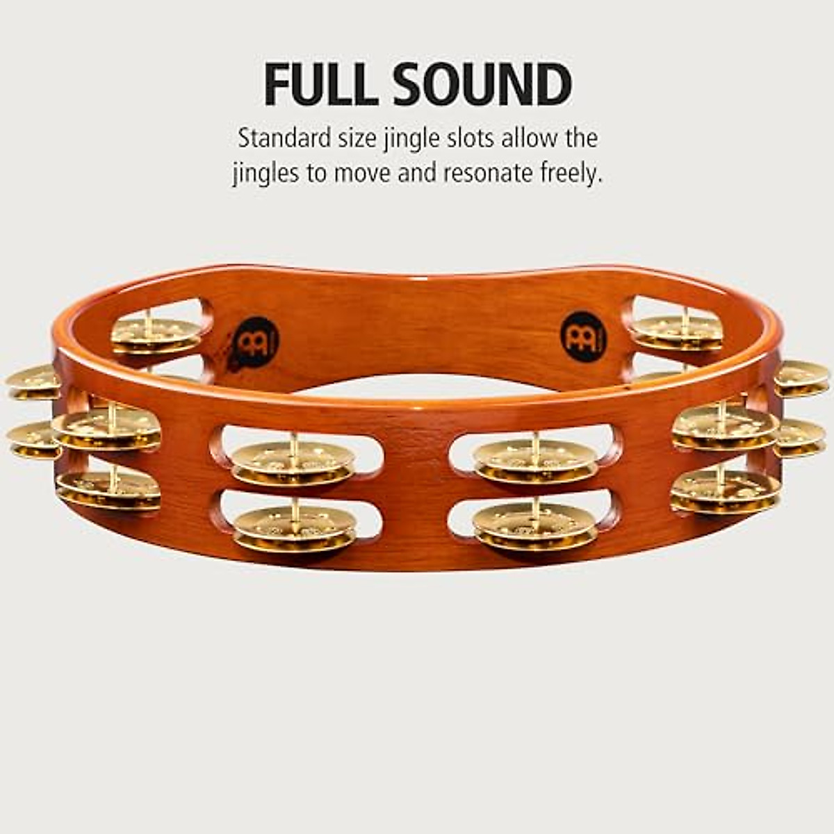 Meinl Percussion Traditional Wood Tambourine with Solid Brass Jingles, Double Row — NOT MADE in CHINA — for All Musicians, 2-YEAR WARRANTY (TA2B-AB)
