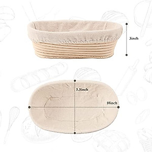 Joyyy Sourdough Bread Proofing Baskets with Liner, Dough Rising Ratten Bowl for Bread Making and Baking, Oval, 10 inch