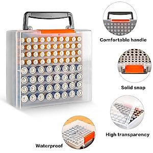 FULLCASE Battery Storage Organizer Holder Holds 72 AA AAA Batteries, Box Cases Garage Container, Home Drawer Organization Dispenser (Case Only) (White)
