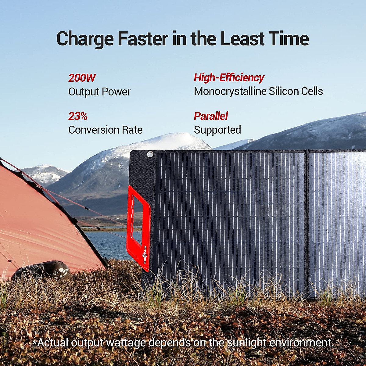 ROCKPALS 200W Portable Solar Panels with Kickstand, Foldable Solar Panel Charger for ROCKPALS/Jackery/BLUETTI/ECOFLOW Portable Power Station Solar Generator and USB Devices with QC 3.0 & Type C Output