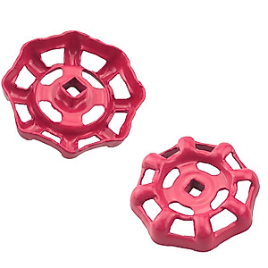 WELWIK 3PCS External Tap Handle Tap Round Wheel Replacement Handle Hose Bib Handle Cast Iron Tap Handle 9/32 Red Square Stem Hole Tap Handle