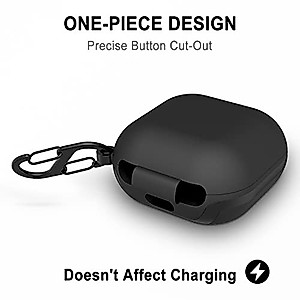 Geiomoo Silicone Case Compatible with Galaxy Buds 2 Pro, Galaxy Buds2, Galaxy Buds Pro, Galaxy Buds Live, Protective Cover with Carabiner (Black)