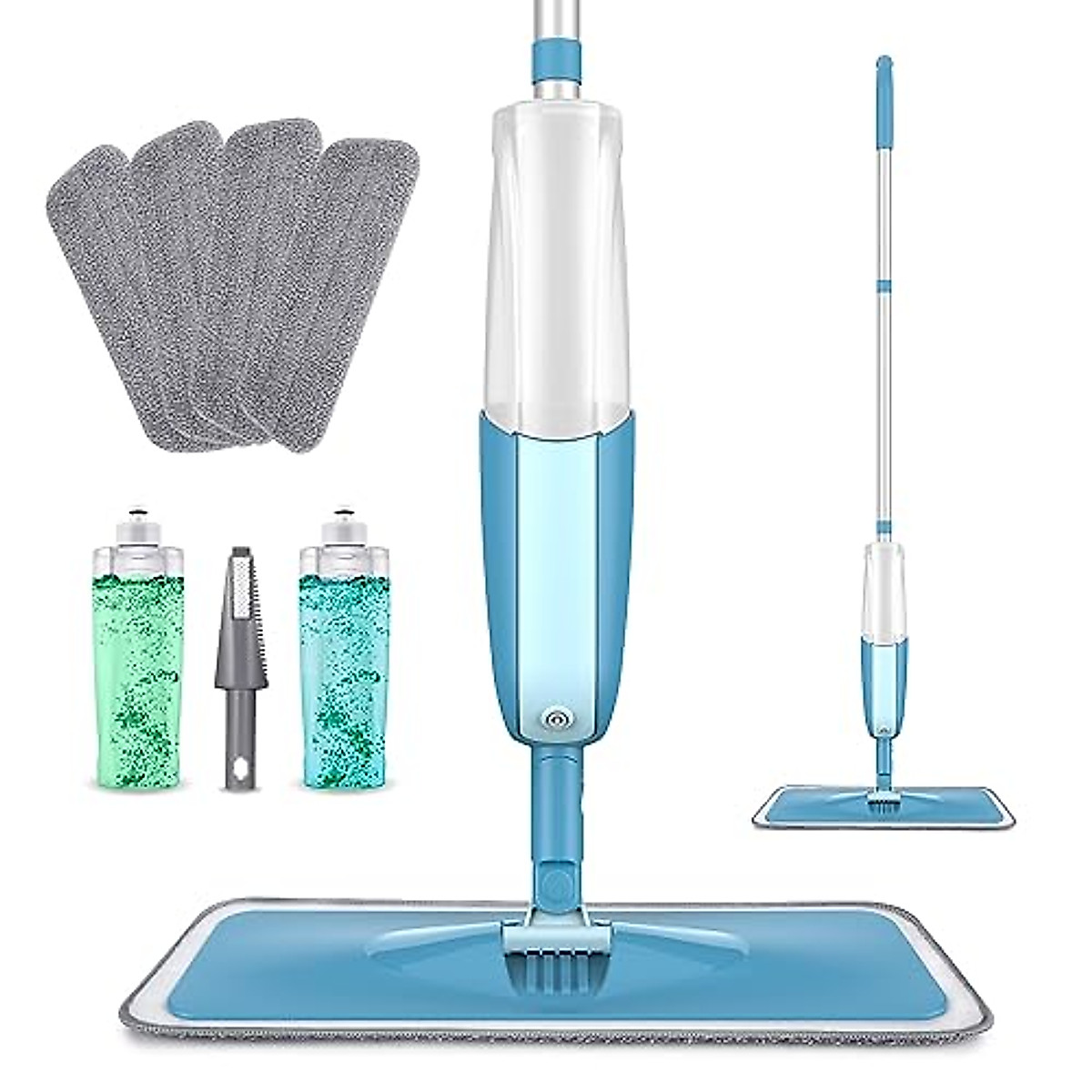 Dust Dry Mops for Floor Cleaning Spray Floor Mops - MEXERRIS Microfiber Wet Mops with Spray 4X Washable Pads Hardwood Floor Cleaning Mop 2X Bottles Commercial Home Use for Laminate Wood Vinyl Tiles