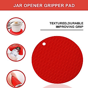 Jar Opener for Weak Hands, Easy Twist Jar Opener For Seniors with Arthritis, 5 in 1 Multi Function Bottle Opener Lid Opener For Arthritic Hands with Non Slip Rubber Jar Gripper Pad (Red)