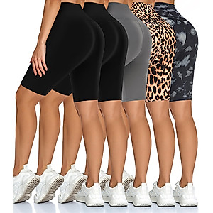 Diu Life 5 Pack High Waist Biker Shorts for Women - Buttery Soft 8" Womens Shorts for Workout, Yoga, Athletic