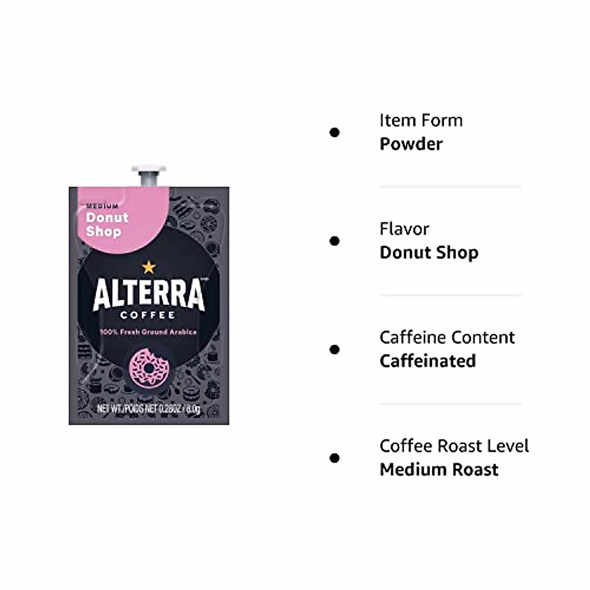 ALTERRA Coffee Donut Shop Blend Single Serve Freshpacks for MARS DRINKS FLAVIA Brewer, 20 Packets