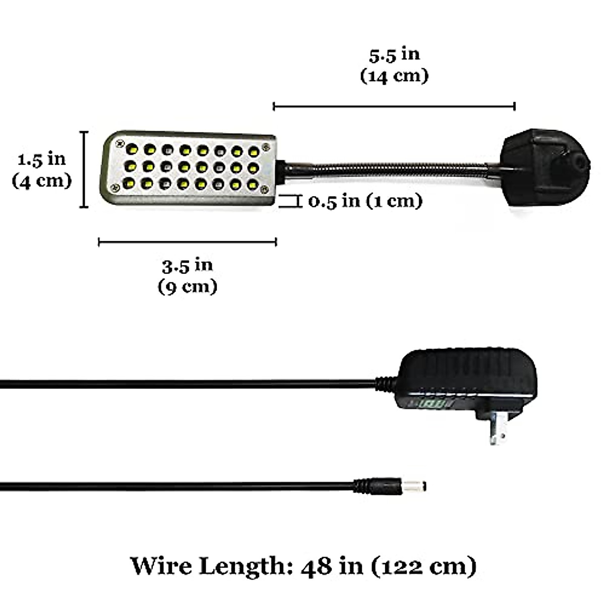 JOR Nano Aquarium Betta Light, Adjustable Height (Intensity) and Angle (Direction), for Nano Tanks, Electrical Cord