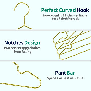 SPECILITE 11.8'' Gold Kids Baby Hangers 30 Pack, Strong Metal Wire Baby Clothes Hangers for Closet, Space Saving Childrens Hangers for Toddler Clothes, Cute Infant Hanger