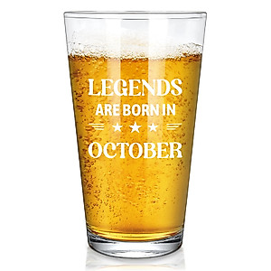 Futtumy Birthday Beer Glass Gifts for Men, Legends are Born in October Beer Glass, Funny October Birthday Gift for Men Husband Dad Boyfriend Uncle Son Coworker Boss, 40th 50th 60th Birthday Gifts Idea
