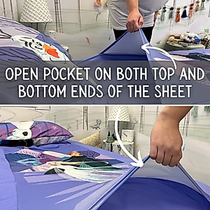 Franco Disney's Frozen Kids Bedding Super Soft Compression Snuggle (TM) Sheets, Twin, (Official Disney Product)