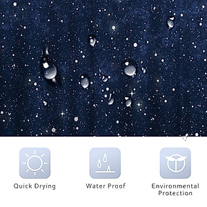 Riyidecor Night Sky Space Shower Curtain (No Glitter) Star Bathroom Decor 72Wx72H Inch Backdrop Dark Blue Cosmic Starry Fantasy Galaxy Universe Outer Space Fabric Waterproof 12 Plastic HooksRY-KKCQ