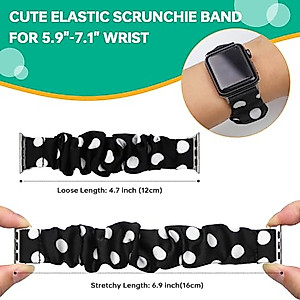 [2 Pack] Scrunchie Band Compatible with Kids Apple Watch Band 38mm 40mm 41mm & 42mm 44mm 45mm,Cute Printed Elastic Solo Loop Bands for iWatch Series 9/8/7/6/5/4/3/SE/SE2/Ultra 2/Ultra,Boys & Girls