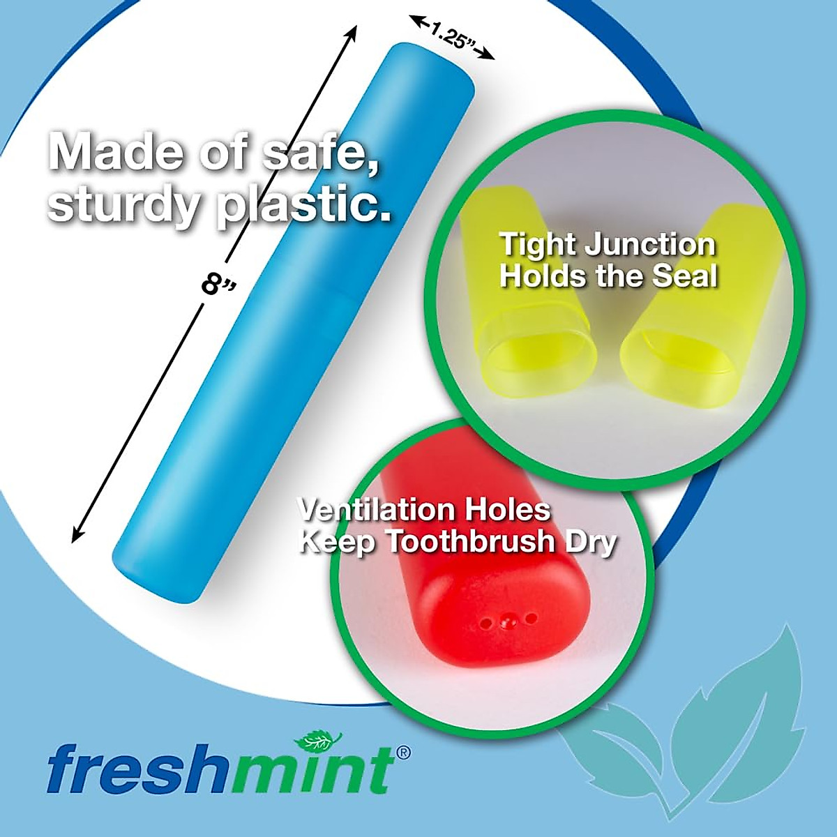 (Pack of 100) Freshmint Toothbrush 2 Piece Holder Individually Wrapped Variety of Colors (Yellow, Blue, Clear, Red)