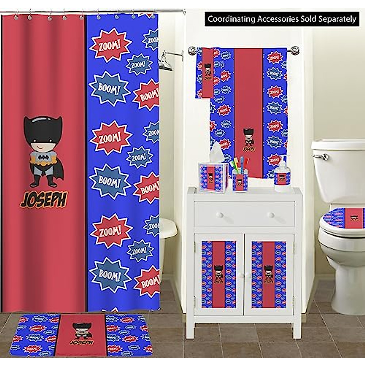 RNK Shops Superhero Waste Basket - Double Sided (Black) (Personalized)