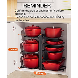 ORDORA Pots and Pans Organizer: Rack for Cabinet, 8-Tier Heavy Duty 120LBS Pots Pans Organizer Rack under Cabinet Adjustable for Dutch Ovens, Cast-iron Pans, Heavy Skillets Griddles, Shallow Pots