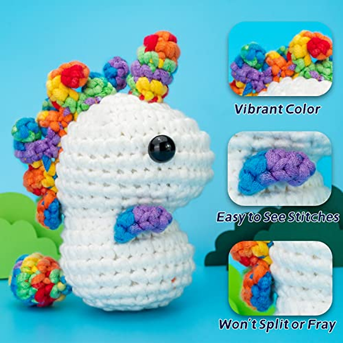 50g Blue Yarn for Crocheting and Knitting;80M Cotton Yarn for Beginners with Easy-to-See Stitches;Worsted-Weight Medium #4;Cotton-Nylon Blend Yarn for Beginners Crochet Kit Making 1PACK