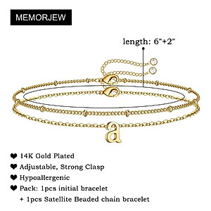 Initial Bracelets for Women Girls, Dainty Gold Plated Letter A Initial Bracelet Tiny Layered Chain Bracelet for Women, Valentines Mother's Day Teen Girls Gifts for Her, pulseras de Mujer