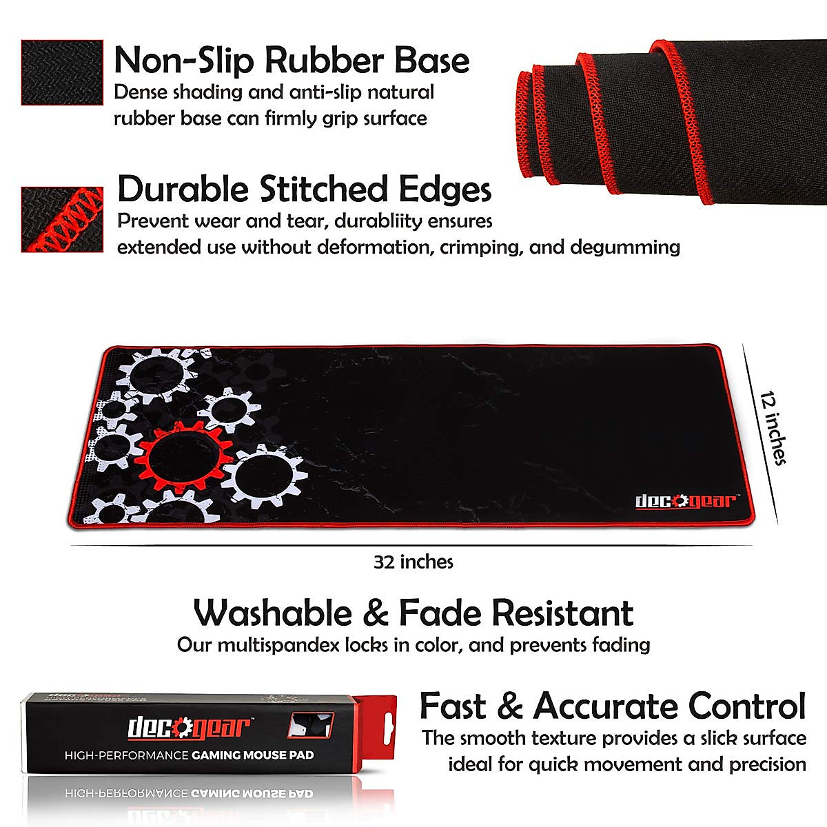Deco Gear Gaming Accessory Bundle - Mechanical 18-Mode 104 Key RGB Keyboard with 11-Mode RGB Gaming Mouse and 32" x 12" Extended Mouse Pad