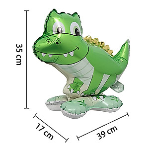 Selfstand 3D Animal Fox Koala Lion Elephant Panda Cow Rabbit dinosaur Triceratops Stegosaurus Baby shower Ball Foil Balloons Birthday Party Baby Shower Decorations Kids Toys (Base Crocodile)