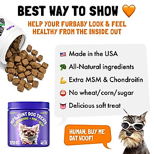 LEGITPET Hemp Hip & Joint Supplement for Dogs 120 Soft Chews and Turmeric Curcumin Hip & Joint Dogs Supplement Anti-Inflammatory Support 120 Chews