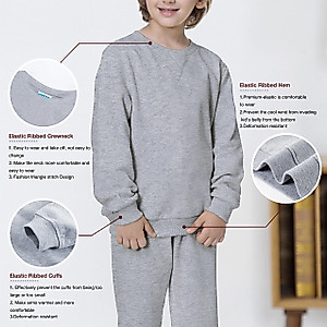 UNACOO Kids Crewneck Long Sleeve Fleece Sweatshirt Pullover Cotton Tops for Boys or Girls (grey, xl(11-12 Years))