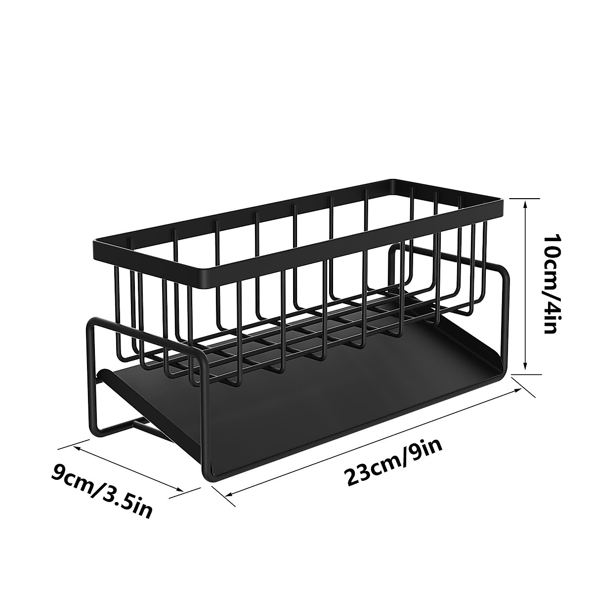 TWRYAMG Sponge Holder for Kitchen Sink-Kitchen Sponge Holder for Organizing Sponge, Brush & Soap Dish Dispenser, Kitchen Sink Organizer Rack with Divider Black