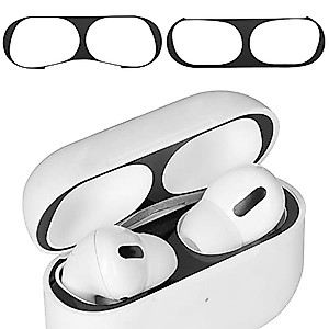 kwmobile Set of 2 Dust Guards Compatible with Apple Airpods Pro 2 - Anti-Dust Protection Stickers - Black