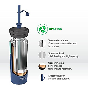 asobu Sippy Double Wall Stainless Steel Tumbler with Silicone Flexible Straw, 20 Ounces (Pastel Blue)