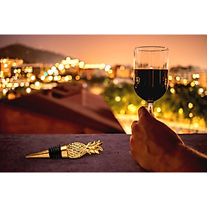 FASHIONCRAFT 1973 Pineapple Themed Gold Wine Bottle Stopper, Wine Themed Favors, Beach Themed Event Favor, 1 Piece