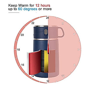 Food Thermos, 27oz Wide Mouth Soup Thermos for Hot Food with Folding Spoon, Insulated Food Jar, Leak Proof Stainless Steel Vacuum Lunch Container Flask Bento Box for Kids Adult (Blue)