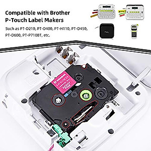 5-Pack TZe TZ Tape Compatible with Brother P Touch Label Tape 12mm 0.47 Inch Laminated(White,Berry Pink,Purple,Pink,Blue),for Ptouch PT-D210 H110 D600 D220 D410 Label Maker