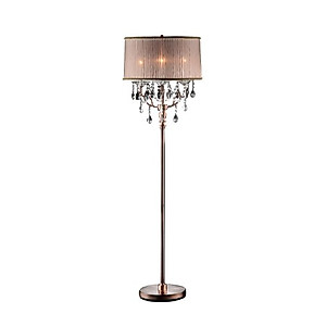 OK LIGHTING OK-5126F OK-5126f Rosie Crystal Floor Lamp Deer Antler Inspired, 18" x 18" x 62"
