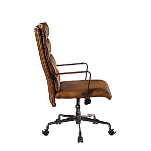 Acme Jairo Tufted Leather Upholstered Swivel Office Chair in Sahara Brown