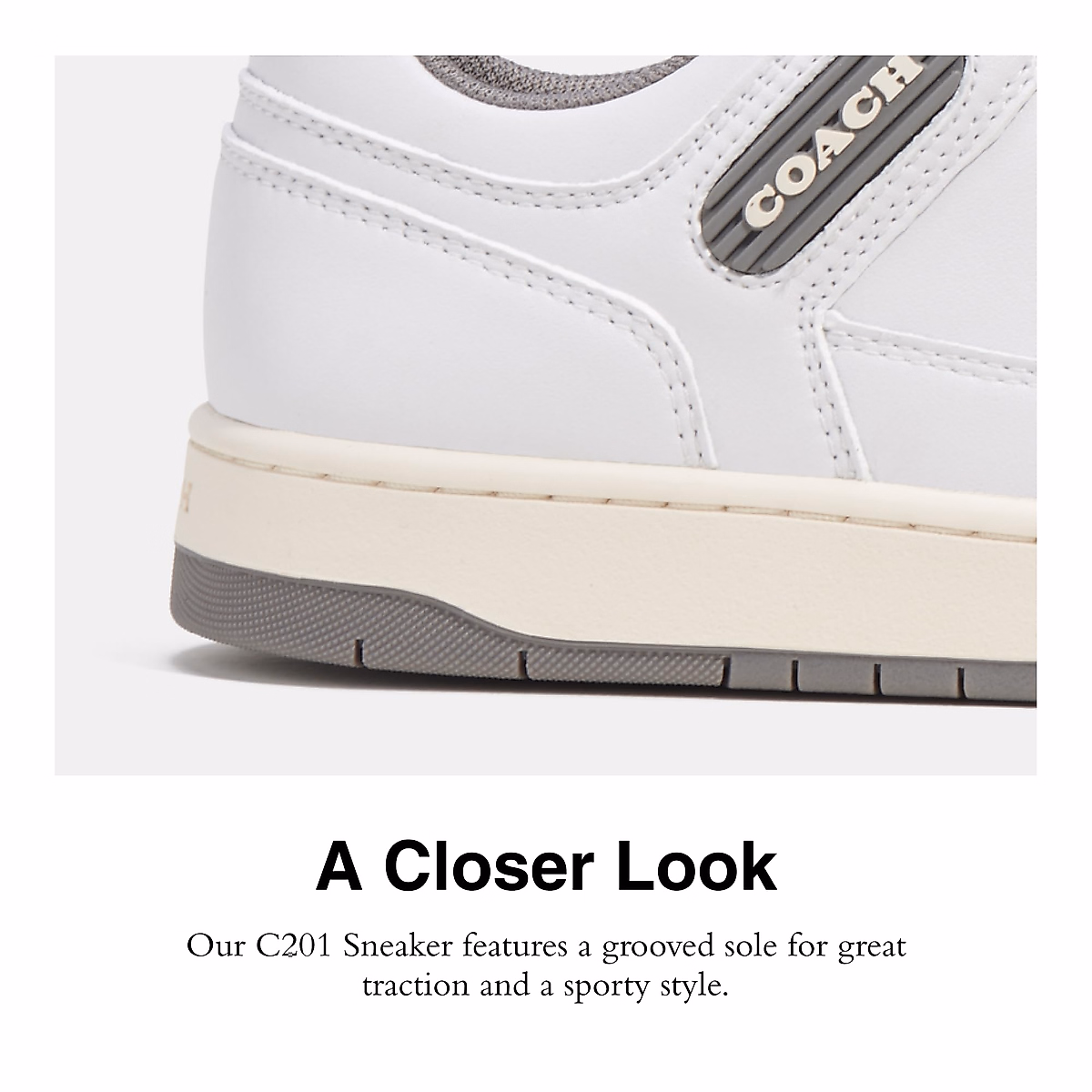 Coach Women's C201 Sneaker, Heather Grey/Optic White, 6.5