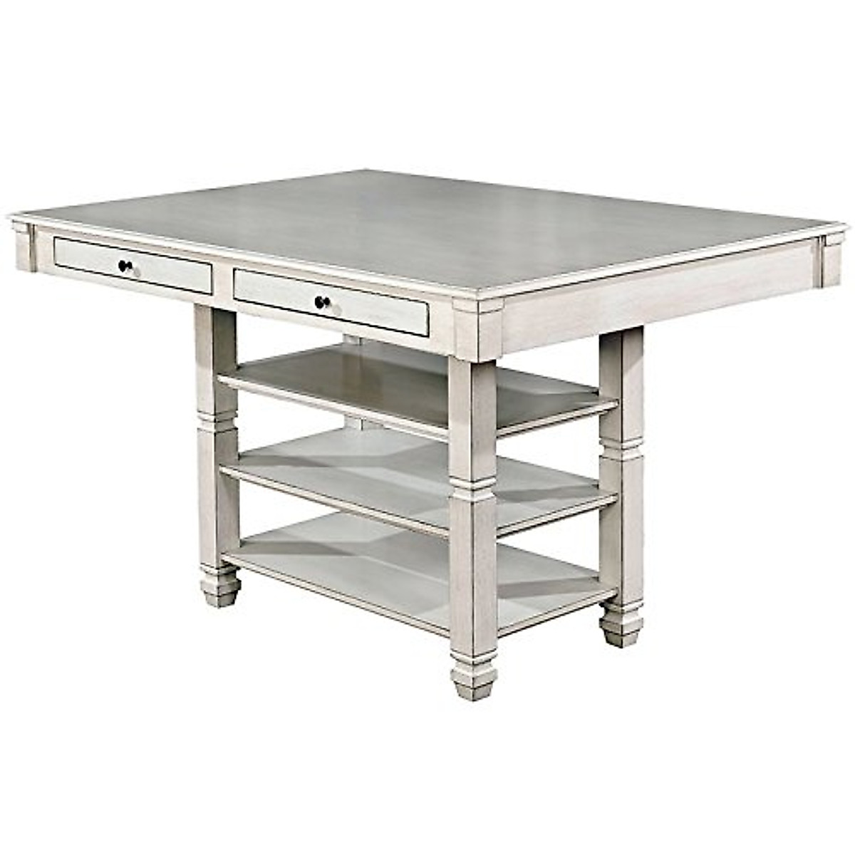 BOWERY HILL Wood Counter Height Extendable Table in Antique White