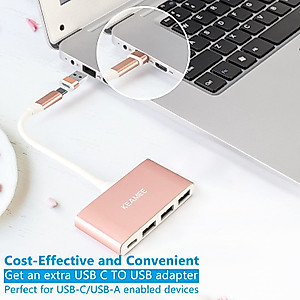 USB C Hub 4 Ports, USB 3.0 Hub with a USB C to USB Adapter, Small USB Hub for Laptop, USB C Adapter Compatible with MacBook pro Adapter, New Mac Air/Surface Pro 7, Chromebook, iPad Pro/iMac, Laptops