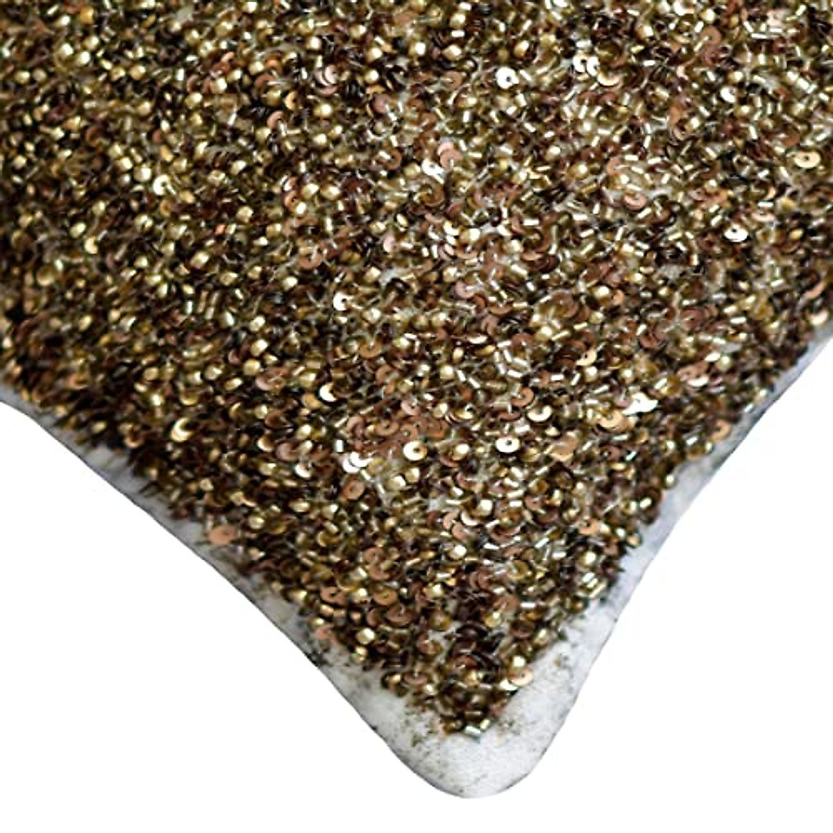 The HomeCentric Toss Pillow Covers, Brown 12"x12" (30x30 cm) Pillow Covers, Linen Sequins & Embroidery Throw Pillows for Sofa, Abstract Pattern Modern Style Easter - Brown Dazzled