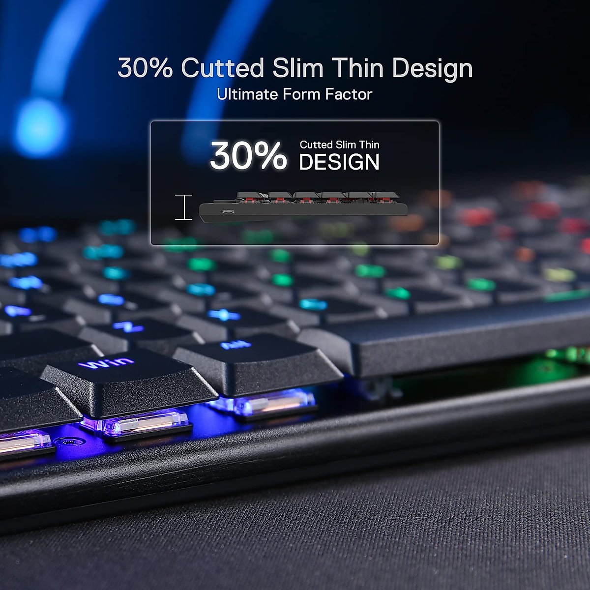 Redragon K622 Horus TKL RGB Mechanical Keyboard, Ultra-Thin Designed Wired Gaming Keyboard w/Low Profile Keycaps, Dedicated Media Control & Linear Red Switch, Pro Software Supported