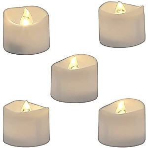 Homemory Flameless Tea Lights Candles, Last 5 Days Longer Battery Operated LED Votive Candles, Flickering Tealights with Warm White Light for Wedding, Valentine's Day, Halloween, Christmas, Set of 12