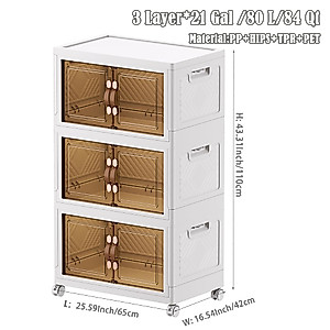 MRPAPA 3 Pack Stackable Storage Bins with Lids and Doors，63Gallon Stackable Closet Organizers Box, 26” 84Qt Collapsible Storage Bins Trunk organizer with Wheels