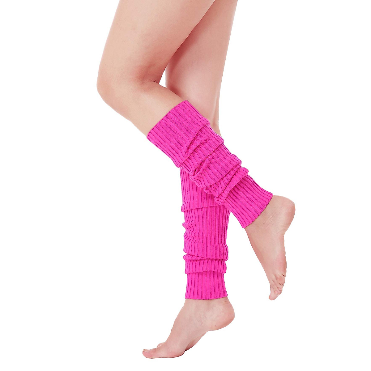 v28 Women Juniors 80s Eighty's Ribbed Leg Warmers for Party Sports(Rose)
