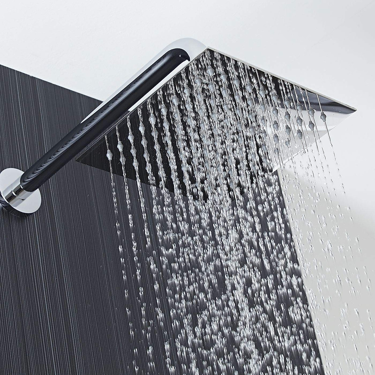Voolan Rain Shower Head - High Flow Large Rainfall Shower Heads Made of Stainless Steel - Waterfall Bathroom Square Showerhead - Ceiling or Wall Mount (12" Chrome)