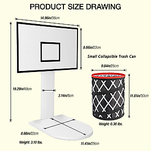 Trash Can Basketball Hoop,Basketball Trash Can,Waste Basket,Basketball Gift,Basketball Trash Can Holder for Home,Bedroom,Office,Gym,Including 1pc Pop Up Garbage Can,Size 9.8" X 11.8",Wood Backboard