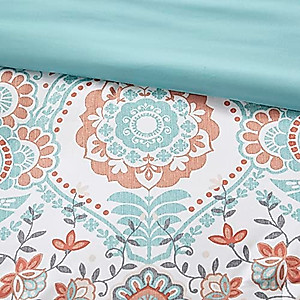 Intelligent Design Complete Bed In A Bag Casual Boho Comforter with Sheet Set Decorative Pillow, All Season Bedding Set, Queen, Vinnie Aqua 8 Piece