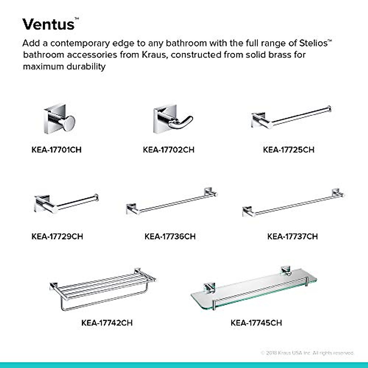 KRAUS Ventus Bathroom Shelf, Chrome Finish, KEA-17745CH