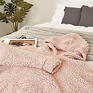 Brentfords Long Soft Teddy Fleece Oversized Hoodie Blanket Sweatshirt, Blush