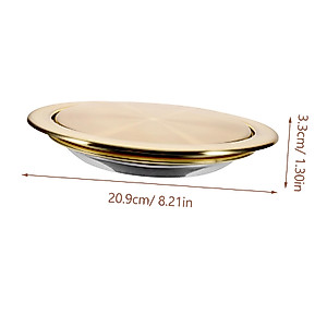 ABOOFAN Trash Can Round Garbage Lid Kitchen Supply Tabletop Trash Lid Can Cover Embedded Type Trash Bin Cover Countertop Flap Lid 430 Stainless Steel Household Tooling Clamshell