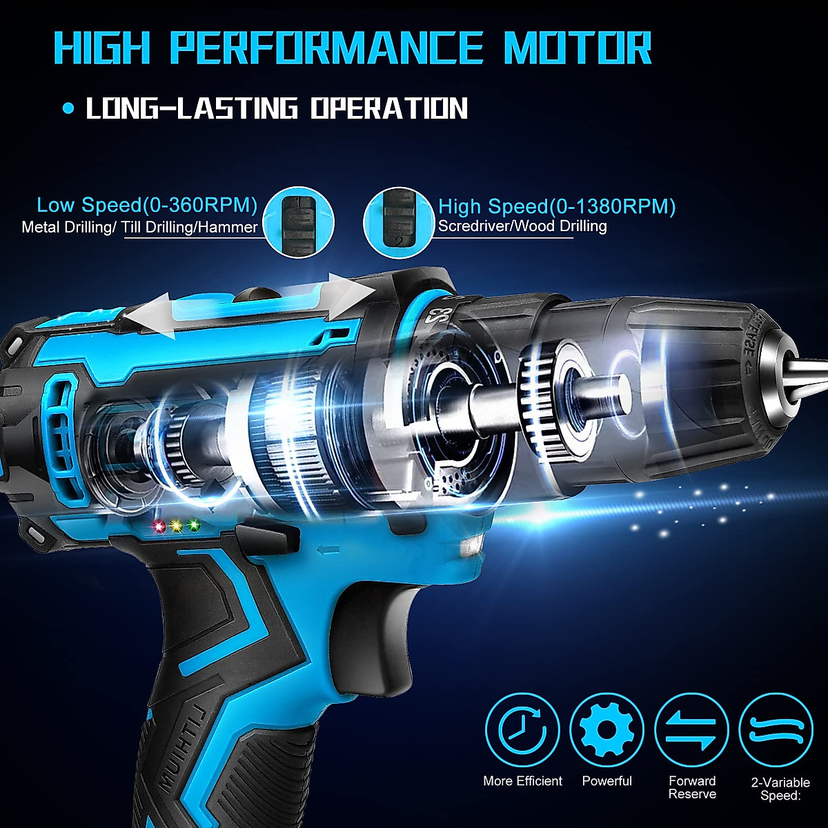 Cordless Drill Power Set, 21V Cordless Drill Set with 3000mAh Battery & Fast Charger, 117 Piece Power Tool Set Combo Kit with Power Drill Driver, 3/8" Chuck Electric Drill Set with 25+1 Clutch